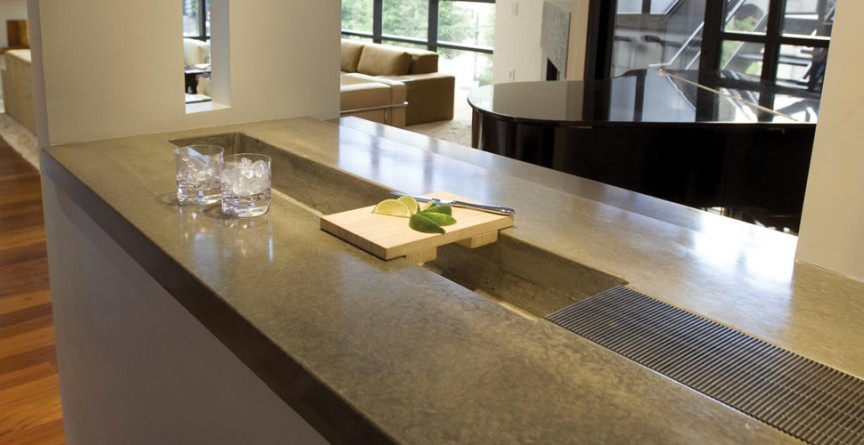 Concrete Bar Top with Integral Ice Bucket | Concrete Exchange