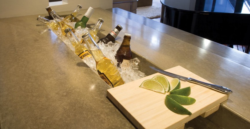 Concrete Bar Top with Integral Ice Bucket | Concrete Exchange